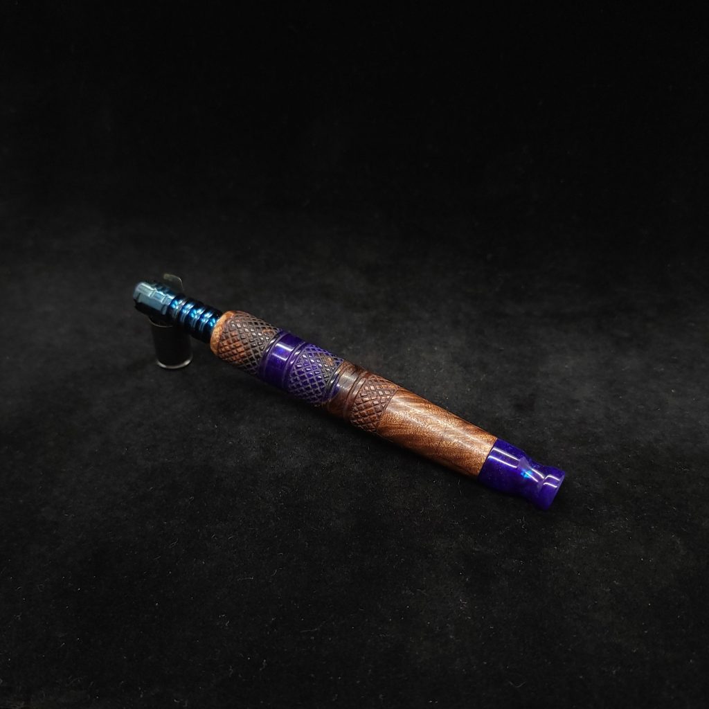 High Class-Knurled XL Dynavap Stem/Walnut Burl Hybrid with Matching Mouthpiece – Dovetail Woodwork