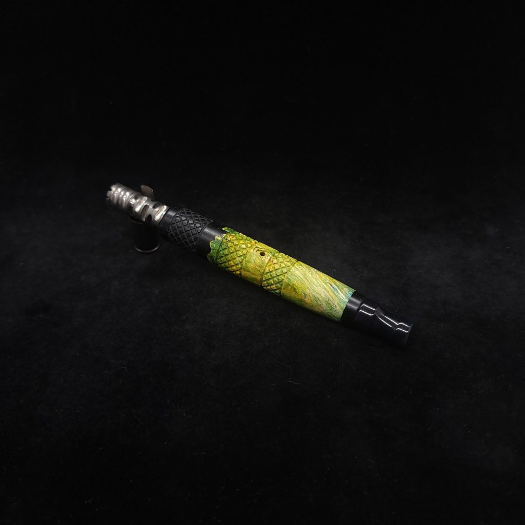 High Class-Knurled XL Dynavap Stem/Metal Black Burl Hybrid + Matching ...