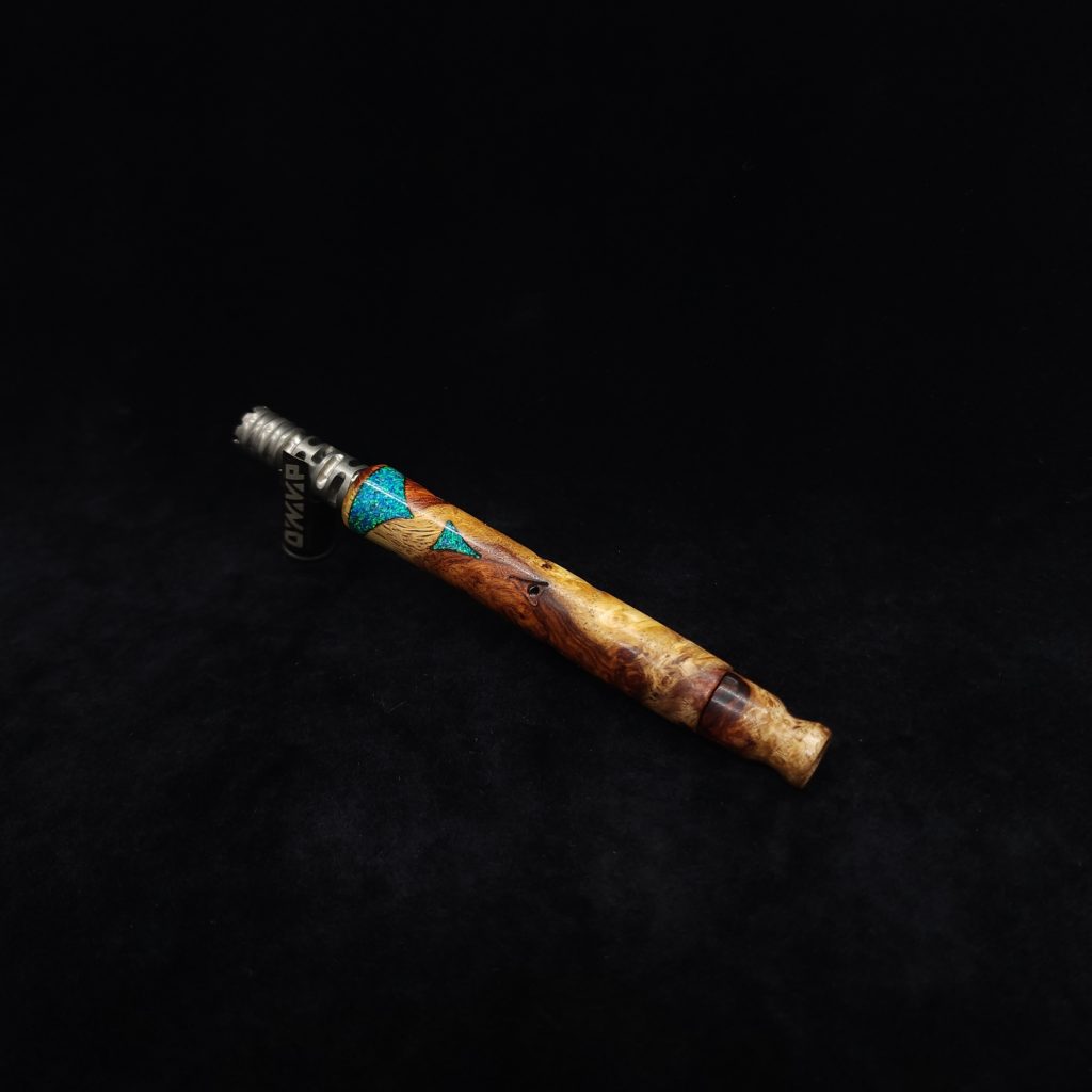 Trigonous Hybrid-Eclipse XL Dynavap Stem w/Blue Opal Inlays+Mouthpiece ...